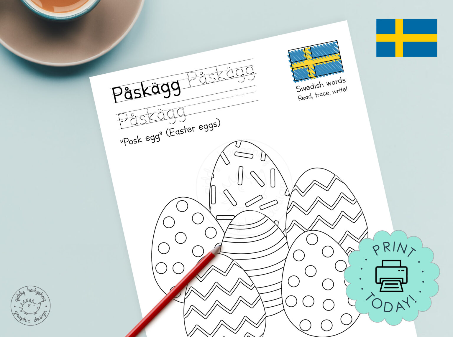 Make learning Swedish fun with coloring pages - GIDDY HEDGEHOG